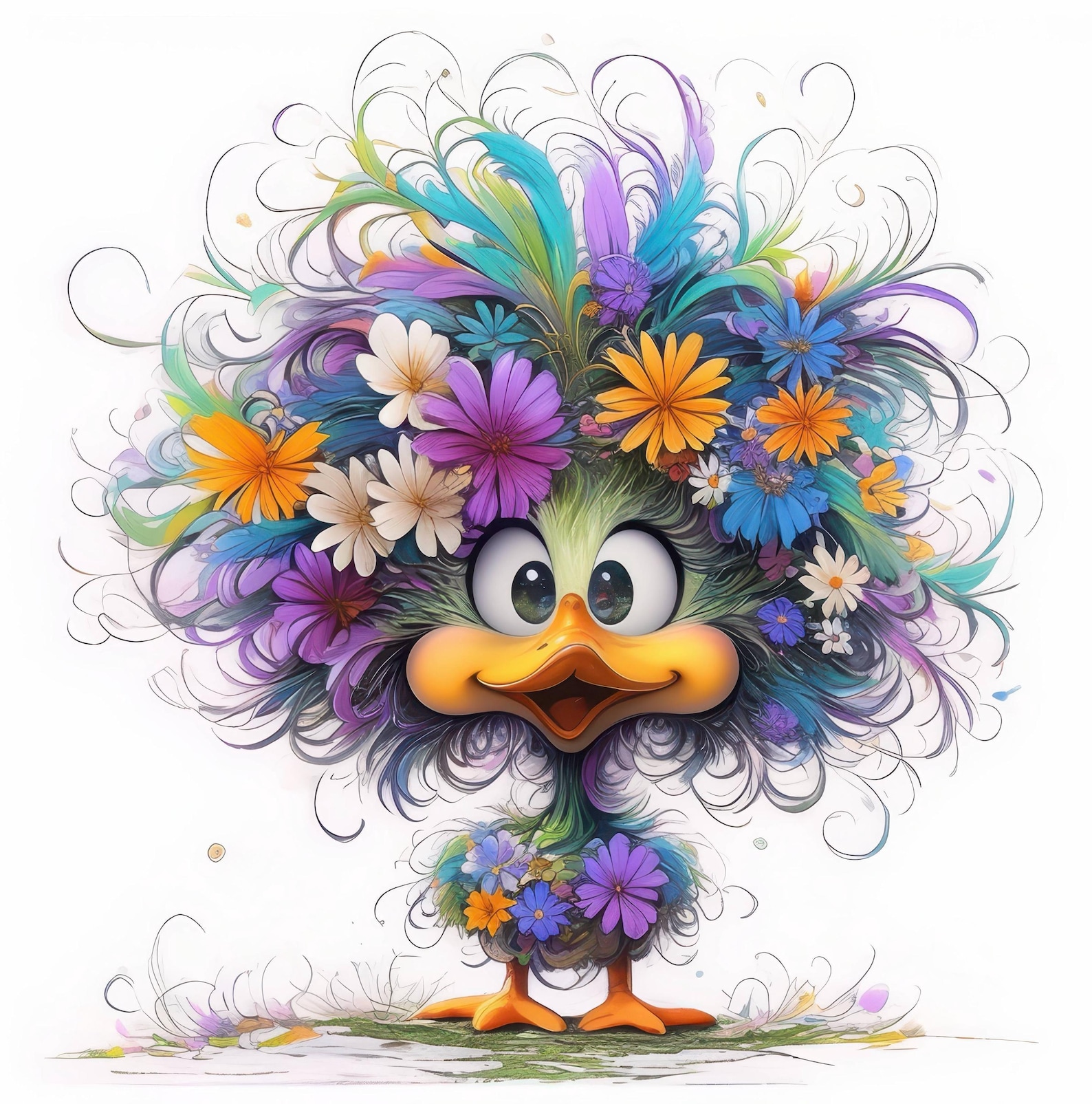 14 Frazzled Duck Clipart Bundle, Funny Farm Animal Illustration ...