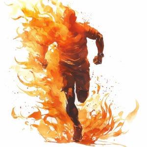 18 Running Man Fire Trail Clipart Bundle, Dynamic Flame Motion ...