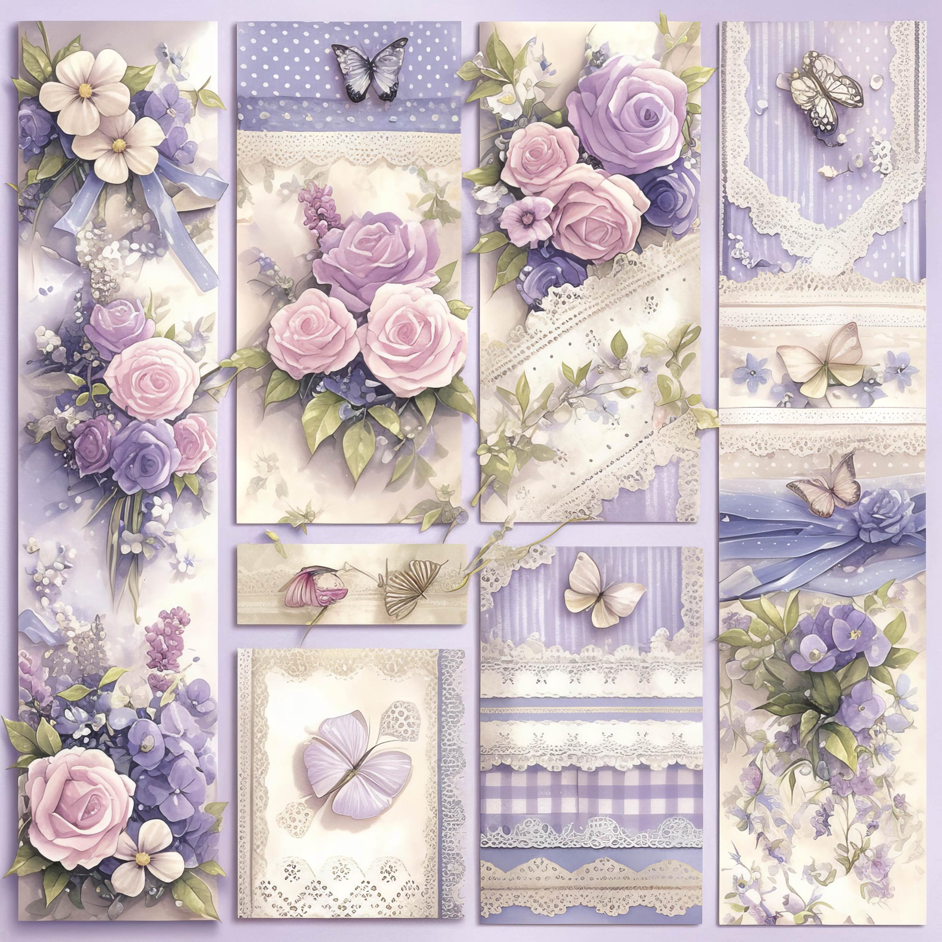 Purple Vintage Paper Clip Art Bundle 12 High Res Watercolor Jpgs for ...
