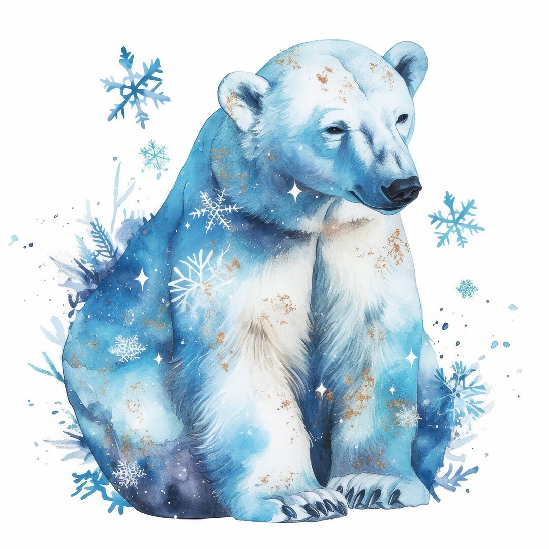 10 Polar Bear Clipart Bundle, Arctic Winter Animal Illustration ...