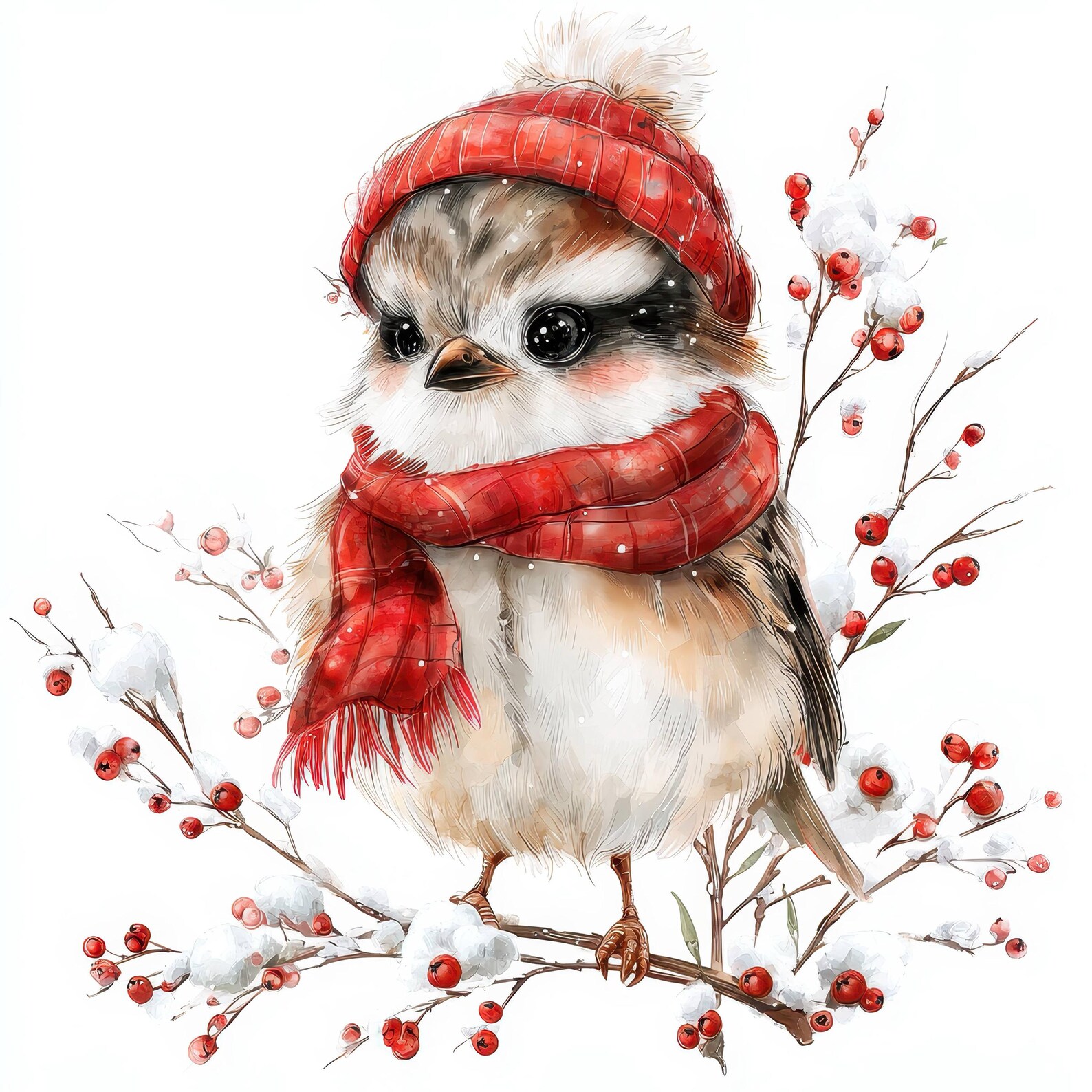 12 Festive Cardinal Clipart Bundle, Red Winter Bird Illustration ...
