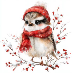 12 Festive Cardinal Clipart Bundle, Red Winter Bird Illustration ...