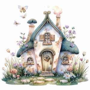 11 Forest Fairy House Clipart Bundle, Magical Cottage Illustration ...