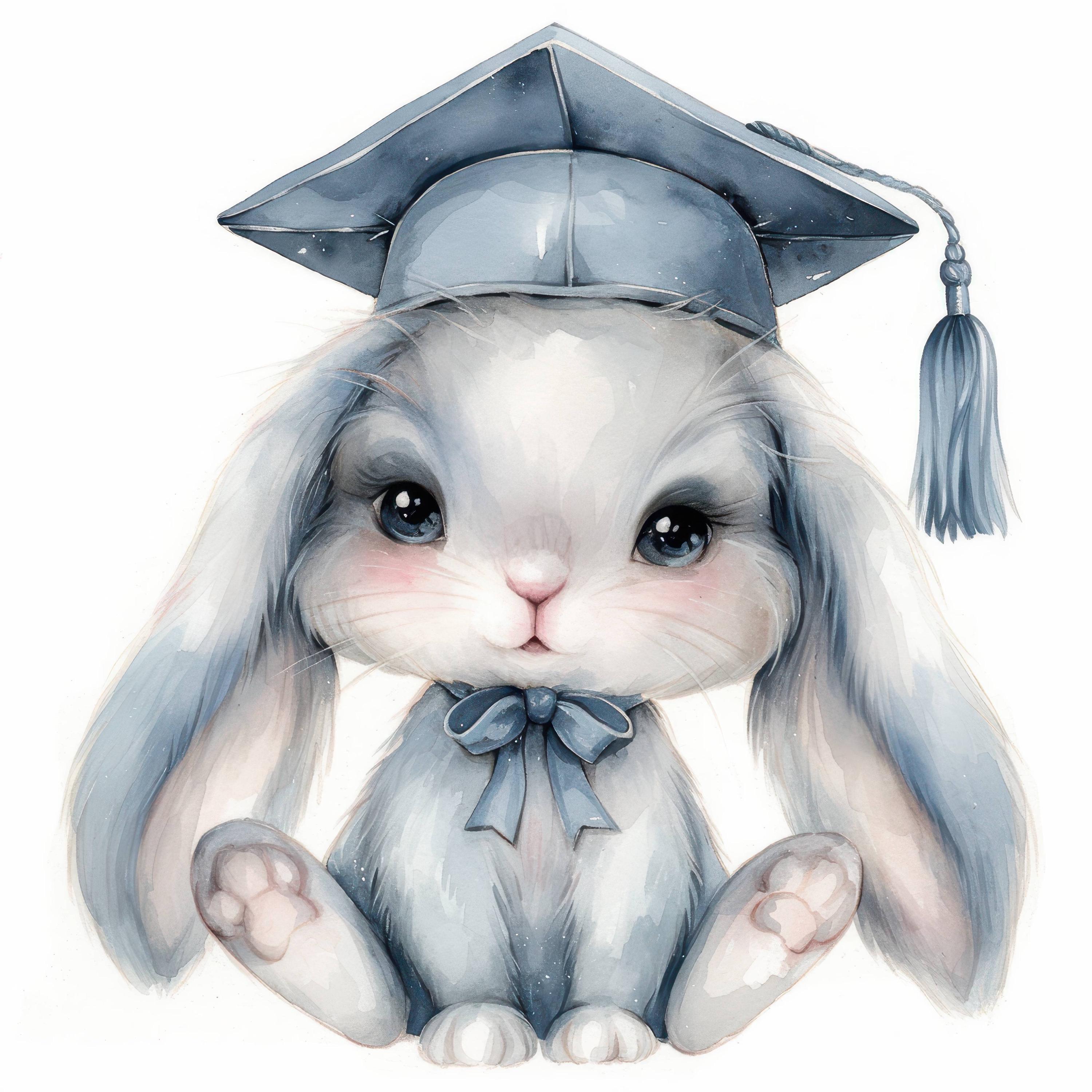 11 Graduation Bunny Clipart Bundle, Festive Animal Celebration ...