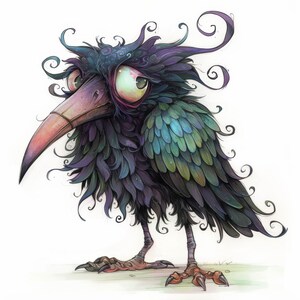 Frazzled Colorful Crow Clip Art 10 High Res Watercolor Jpgs Junk ...