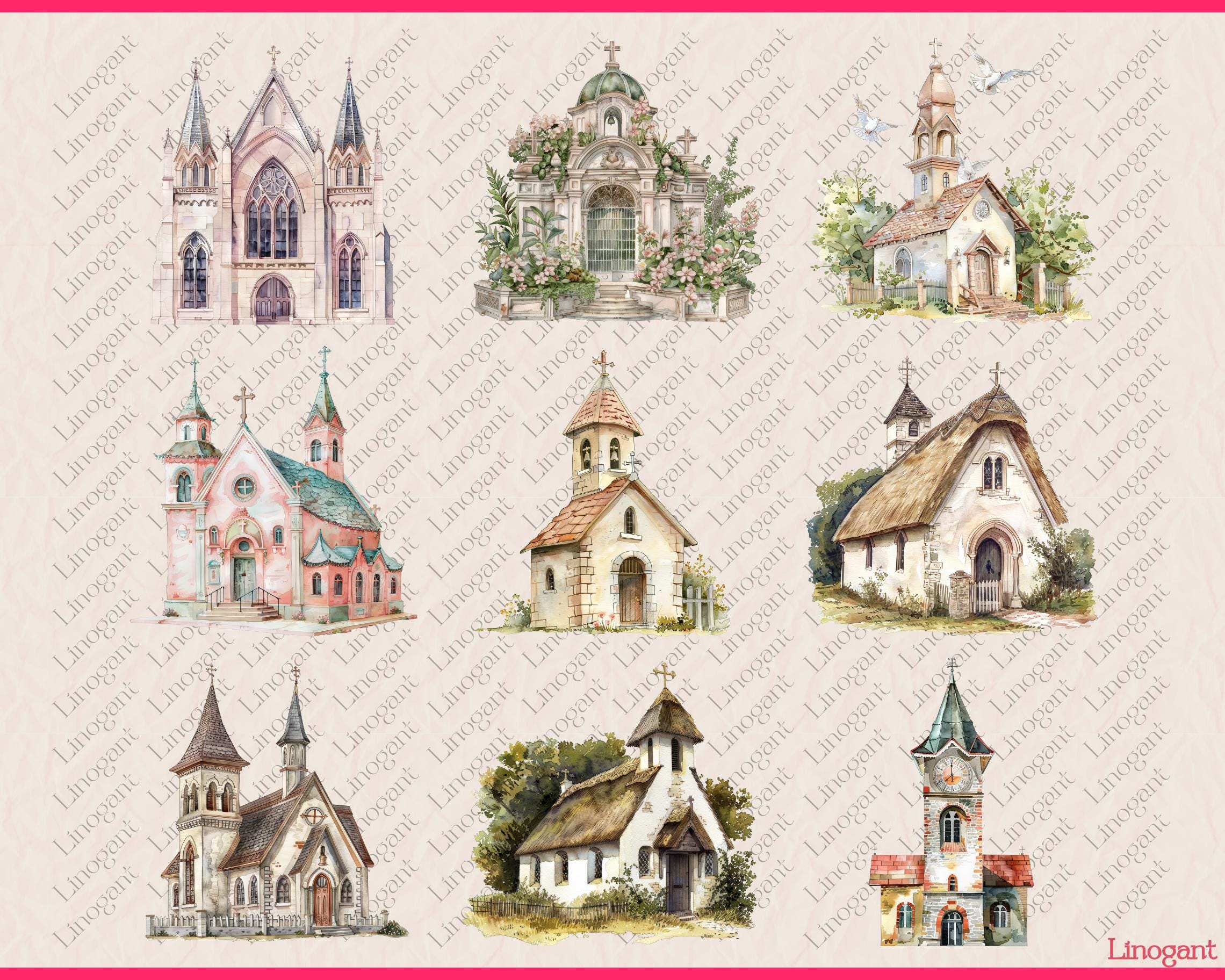 40 PNG Regency Church Clipart | Regency Era Building Design, Watercolor ...