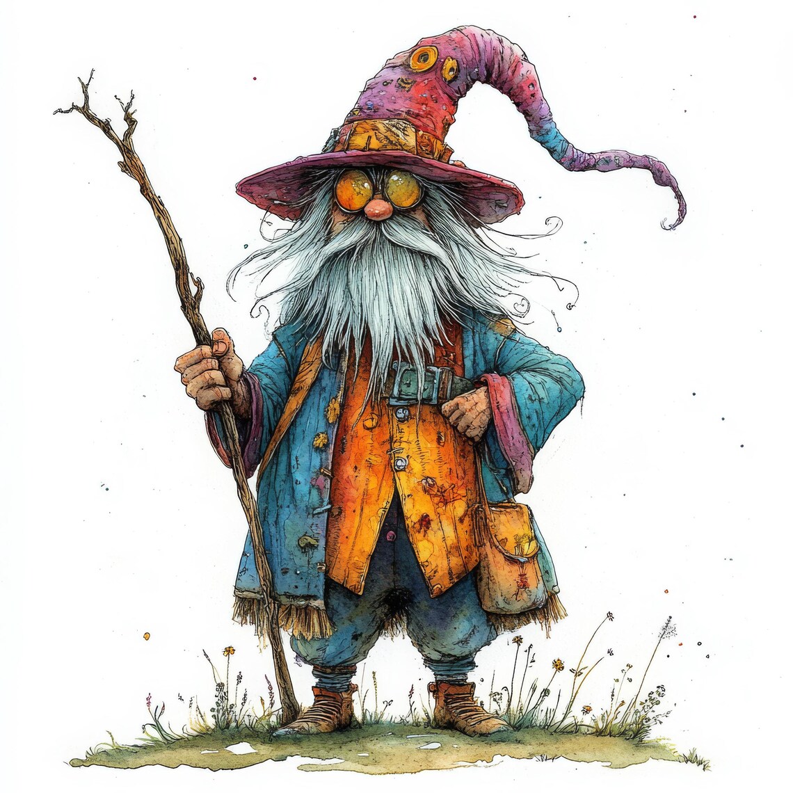 Frazzled Wizard Clip Art 12 High Res Watercolor Jpgs for Junk Journals ...