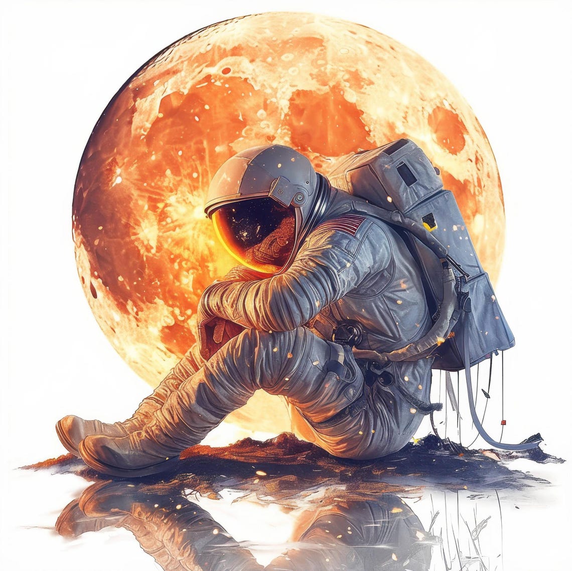 12 Astronaut Hugging Moon Clipart Bundle, Space Love Illustration ...