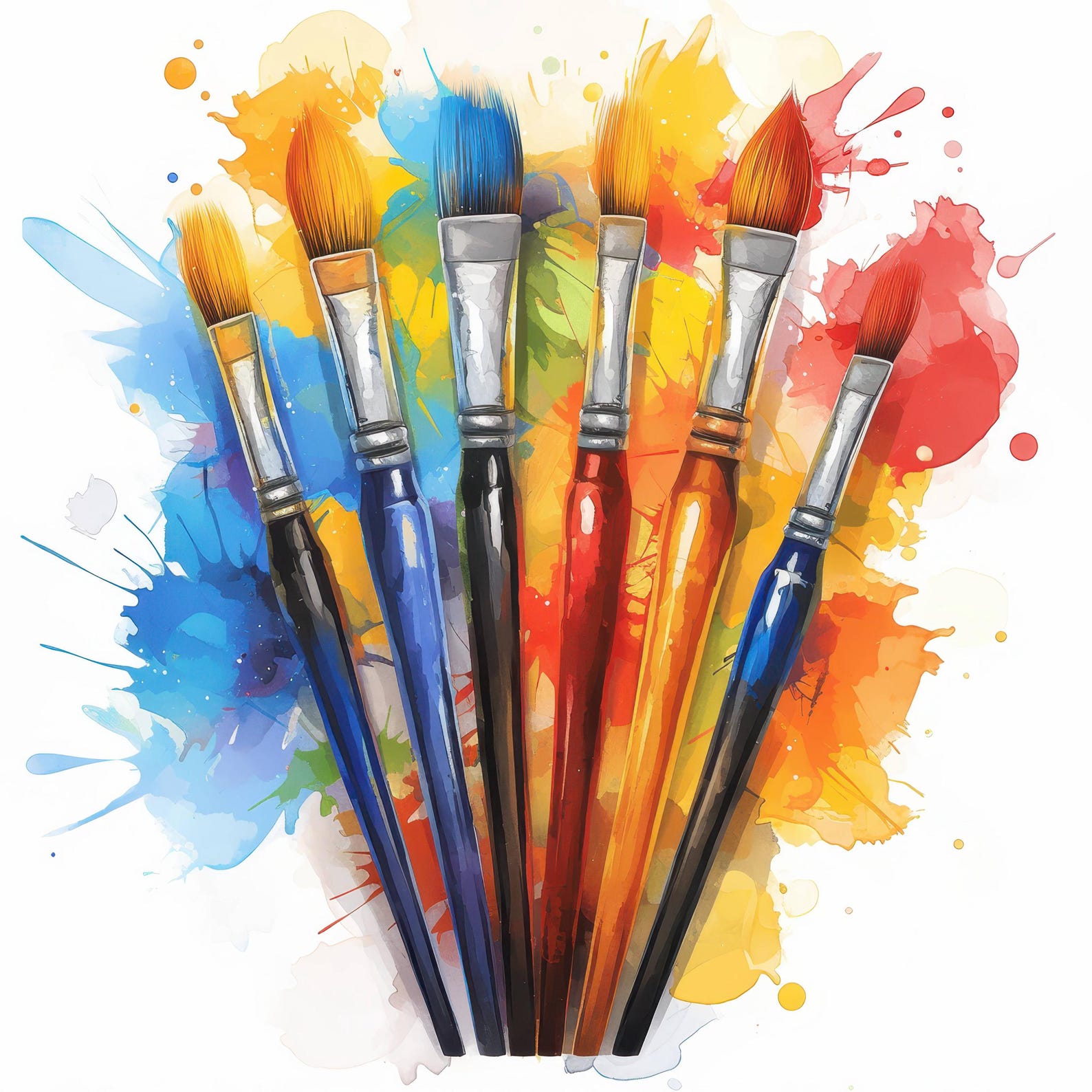 18 Paint Brushes Clipart Bundle, Artistic Watercolor Tools Illustration ...