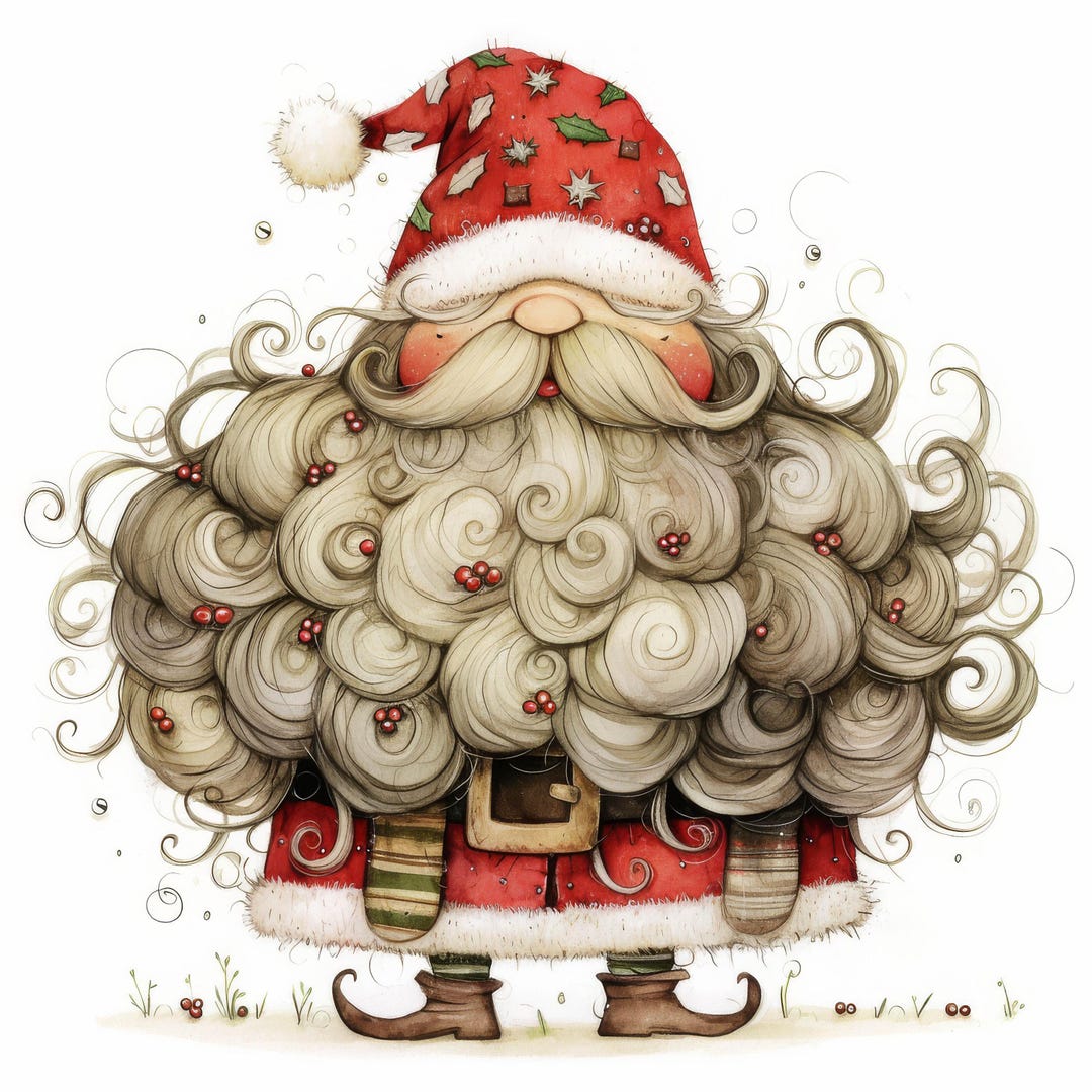 Whimsical Scruffy Santa Clip Art 10 High Res Watercolor Jpgs Junk ...