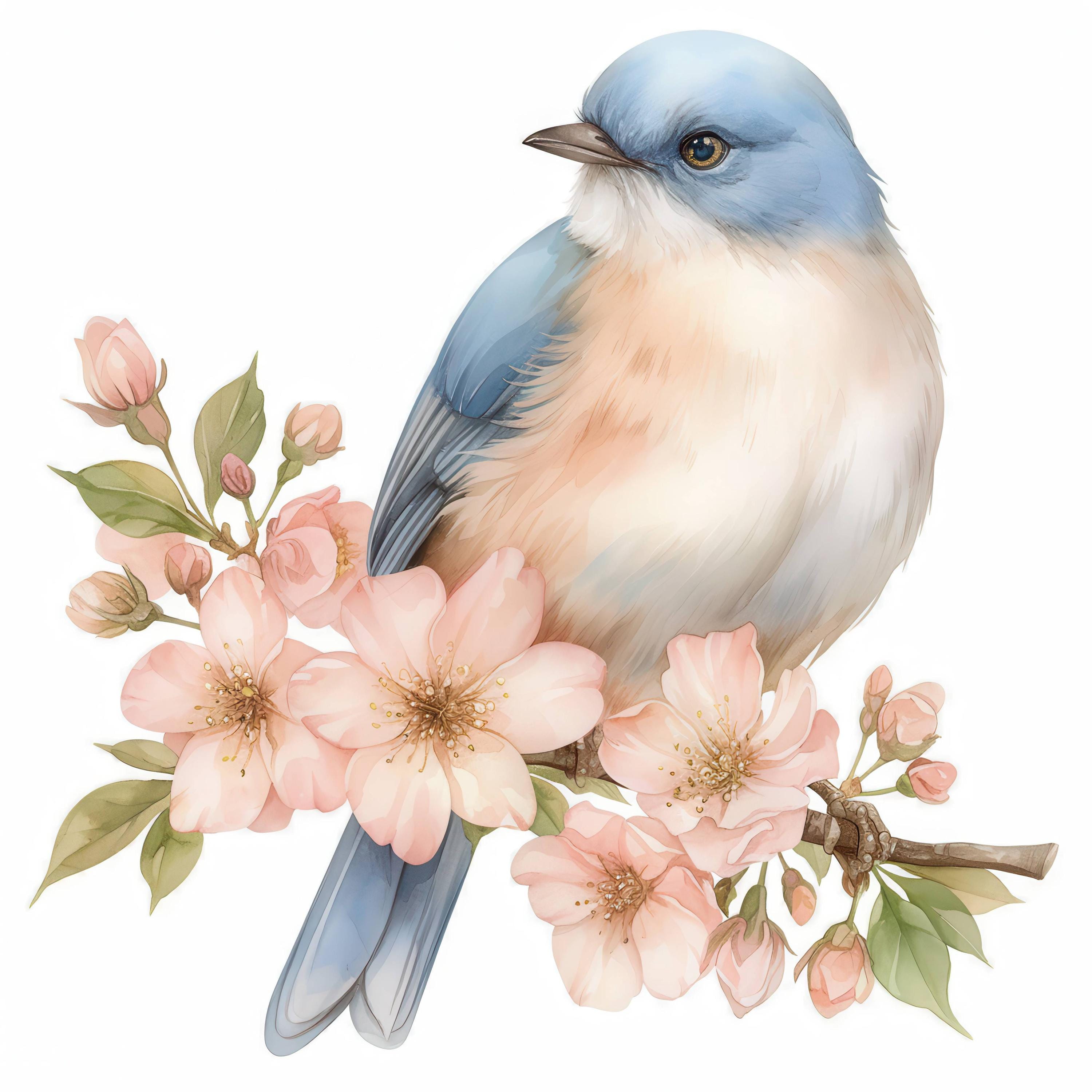 10 Spring Bluebird Clipart Bundle, Songbird Illustration, Printable ...