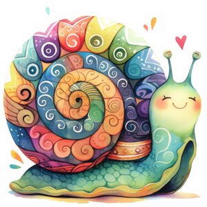 10 Happy Little Snail Clipart Bundle, Animal Illustration, Printable ...