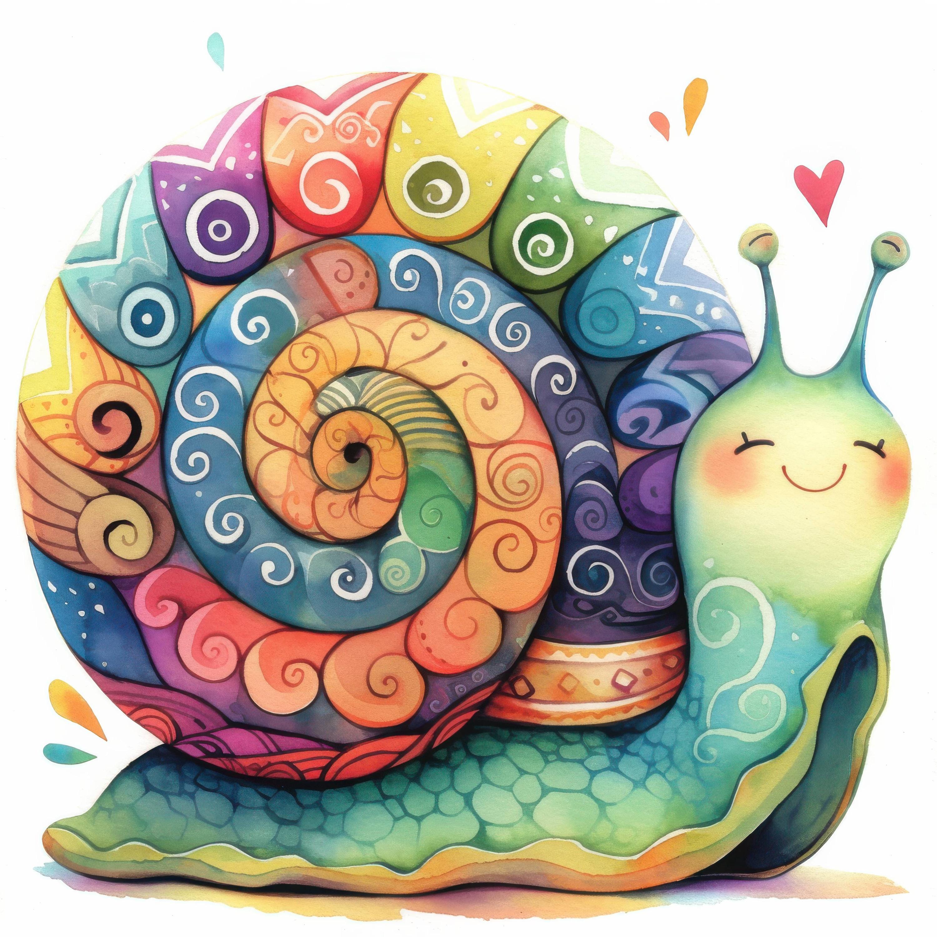 10 Happy Little Snail Clipart Bundle, Animal Illustration, Printable ...