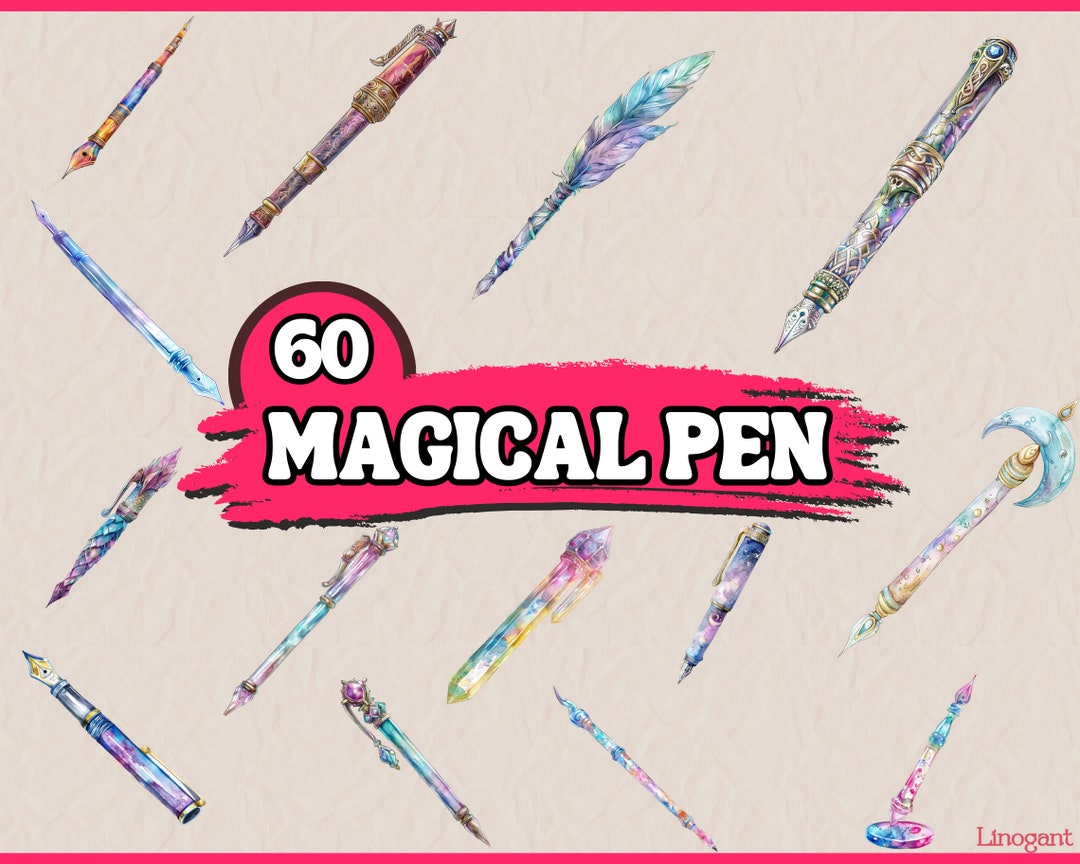 60 PNG Magical Pen Clip Art, Commercial Use, Whimsical Enchanted Pen ...