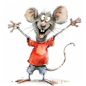 10 Funny Frazzled Mouse, Commercial Use, Whimsical Mice Ephemera ...