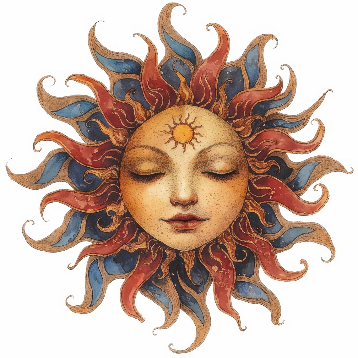 19 Sun Face Clipart Bundle, Unique Patterned Celestial Illustration ...
