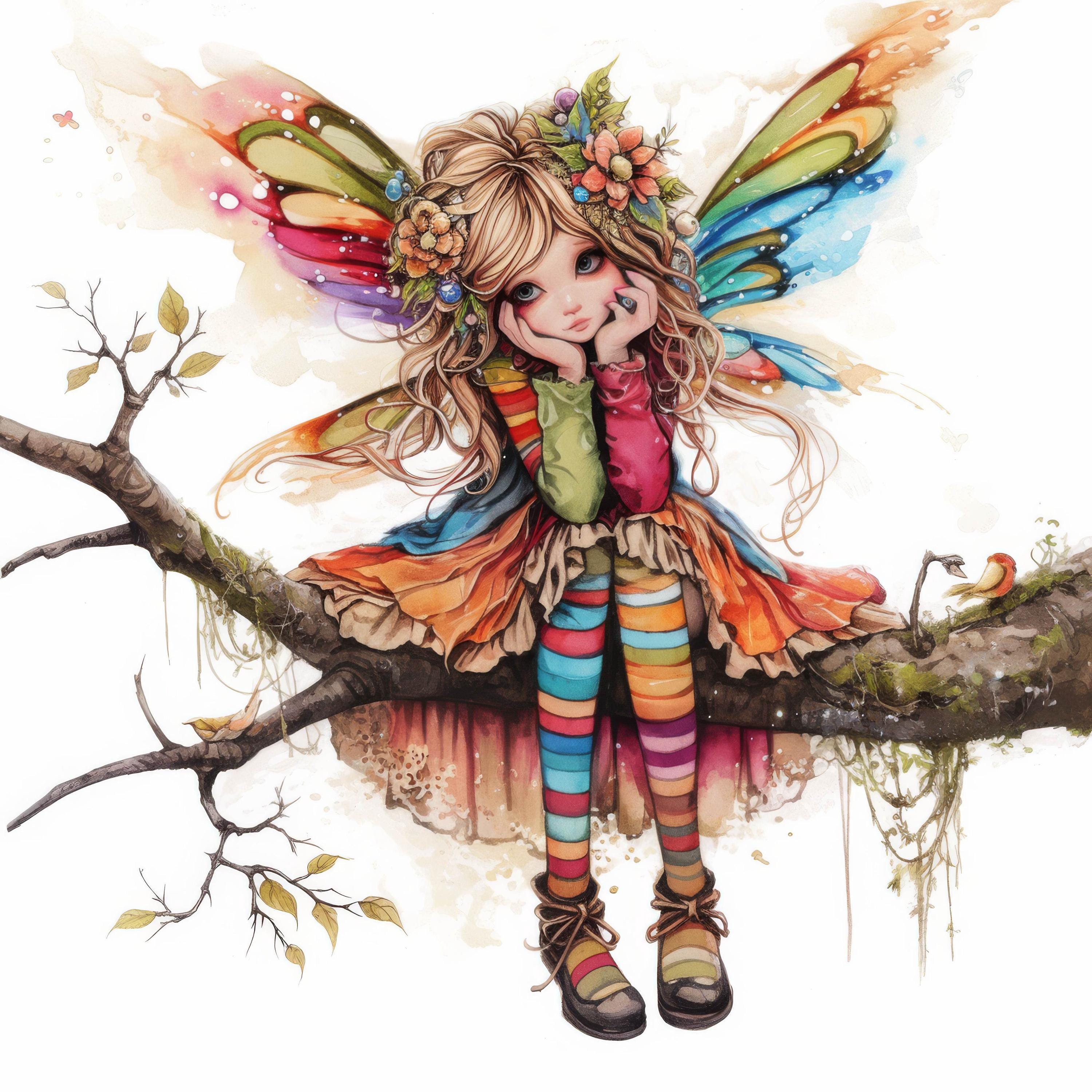 Quirky Nature Elf Clip Art 11 High Res Watercolor Jpgs for Junk ...