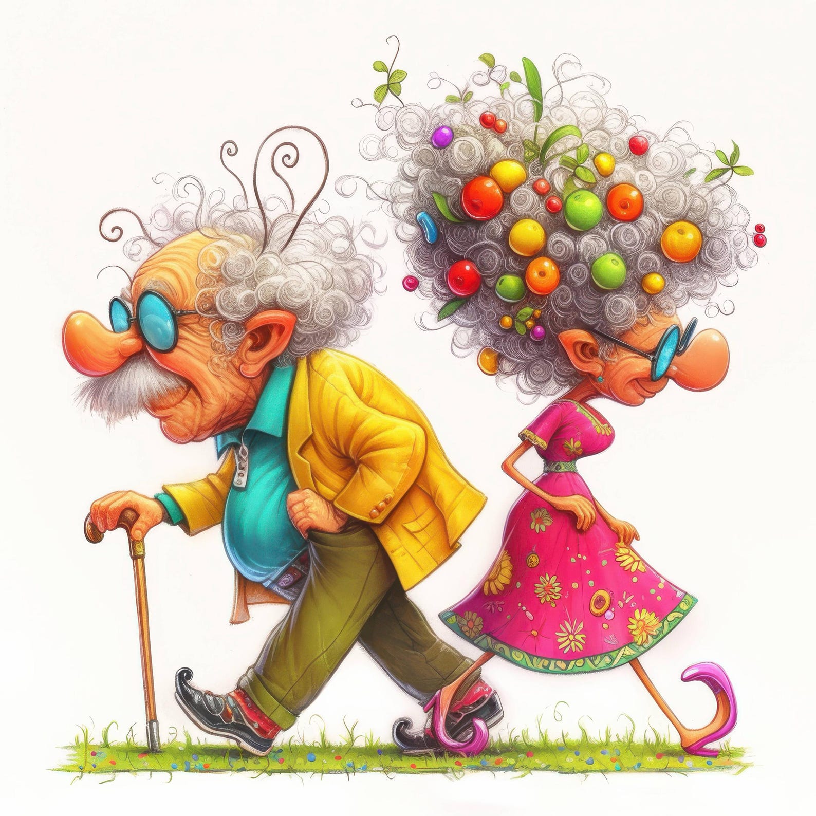 Cute Old People Clip Art 10 High Res Watercolor Jpgs for Junk ...