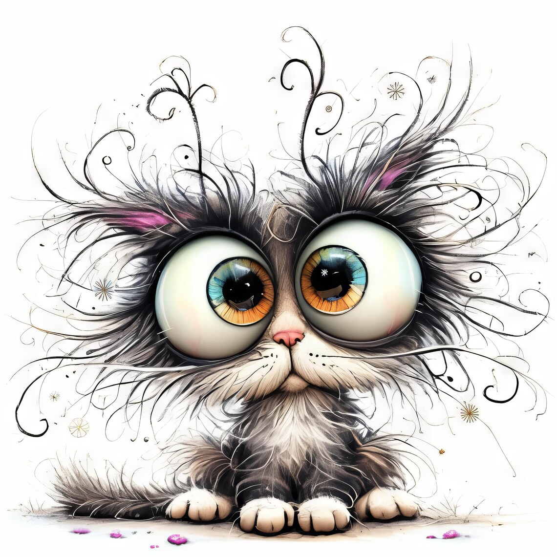 Frazzled Cat Clip Art 15 High Res Watercolor Jpgs Junk Journaling ...