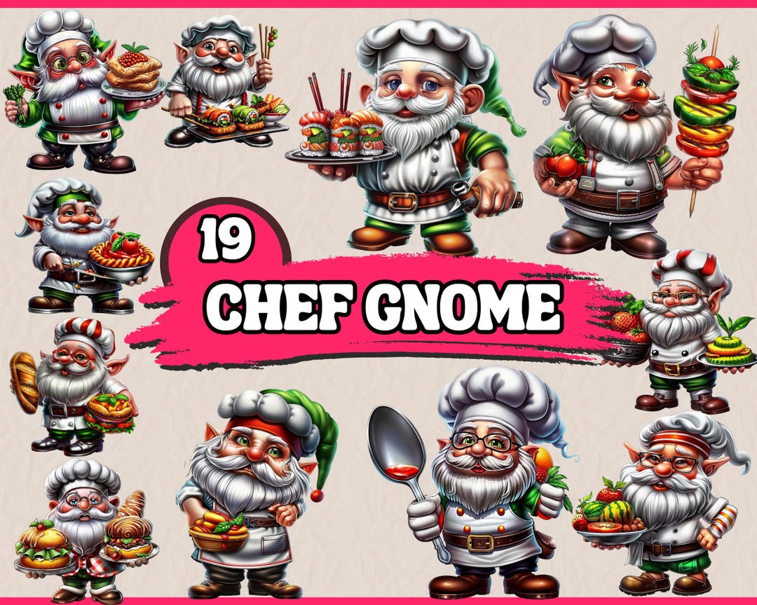 19 PNG Chef Gnomes Gnomes Clipart | Cute Gnome, Head Cook Gnome, Gnomes ...