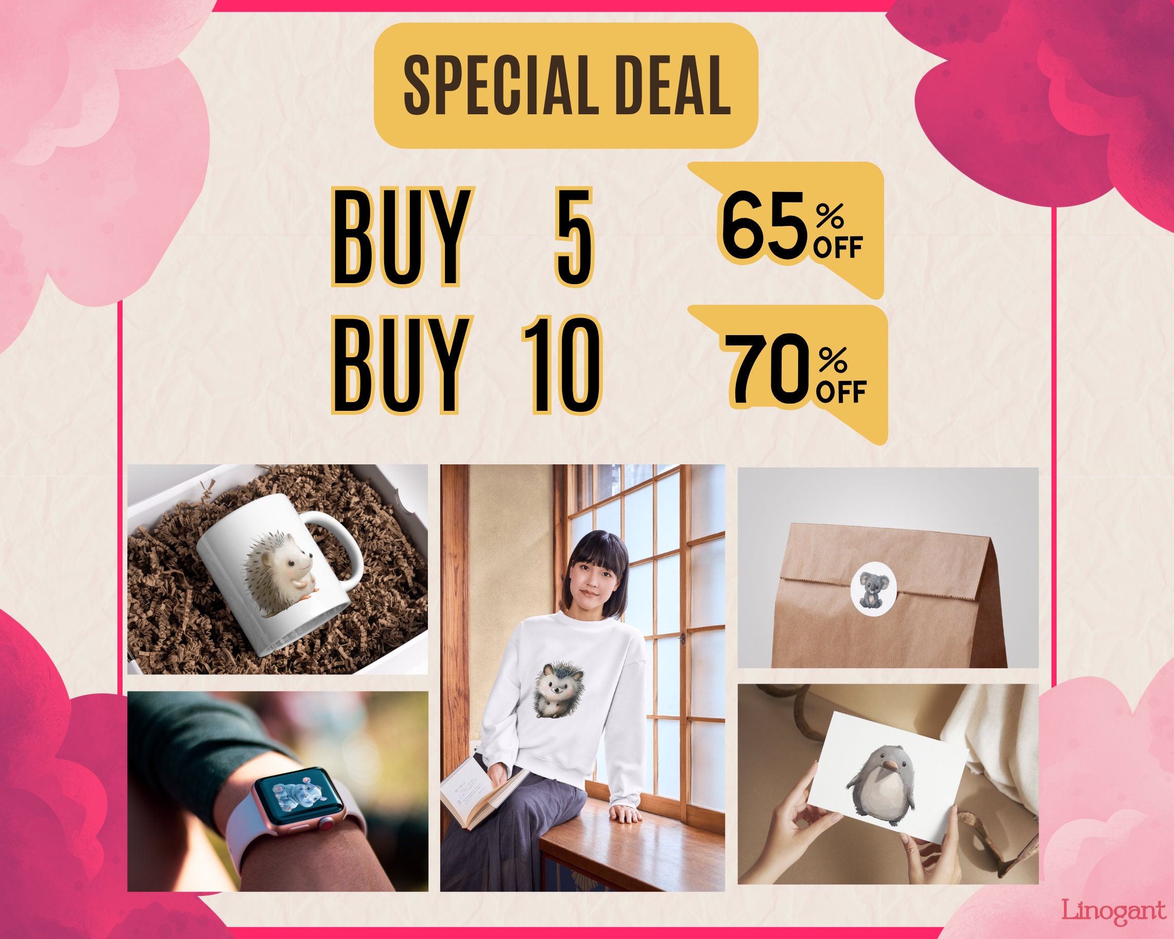 Watercolor Cute Baby Animal Clipart Bundle, Nursery Decor Clip Art Set ...