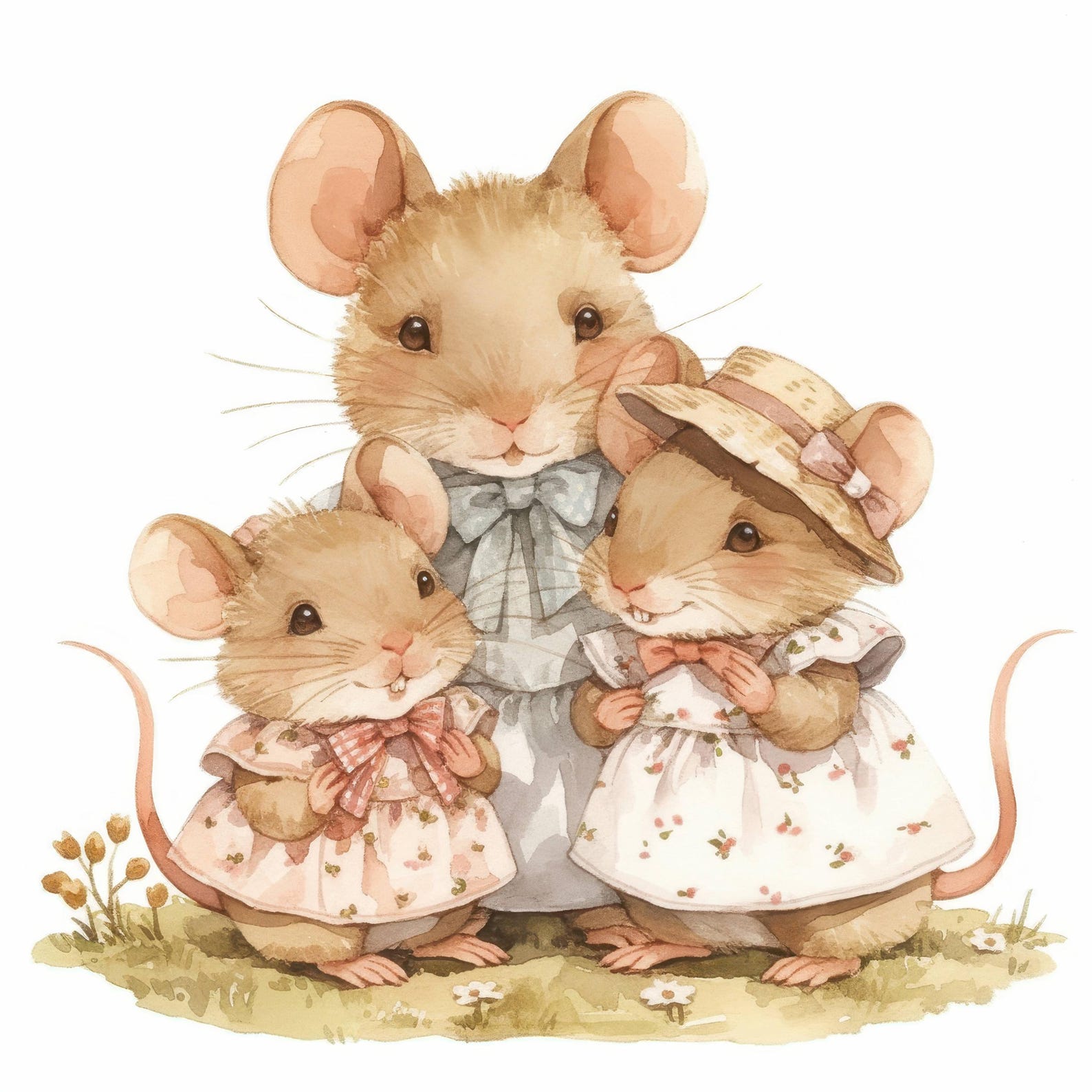 10 Mouse Family Clipart Bundle, Cute Vintage Style Illustration ...