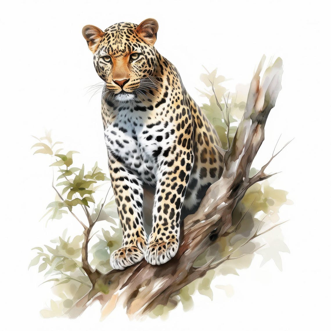 12 Watercolor Leopard Clipart Bundle, Wild Jungle Cat Illustration ...
