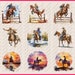 Watercolor Western Cowboy on Horse Clipart Bundle, Riding Horse Clip ...