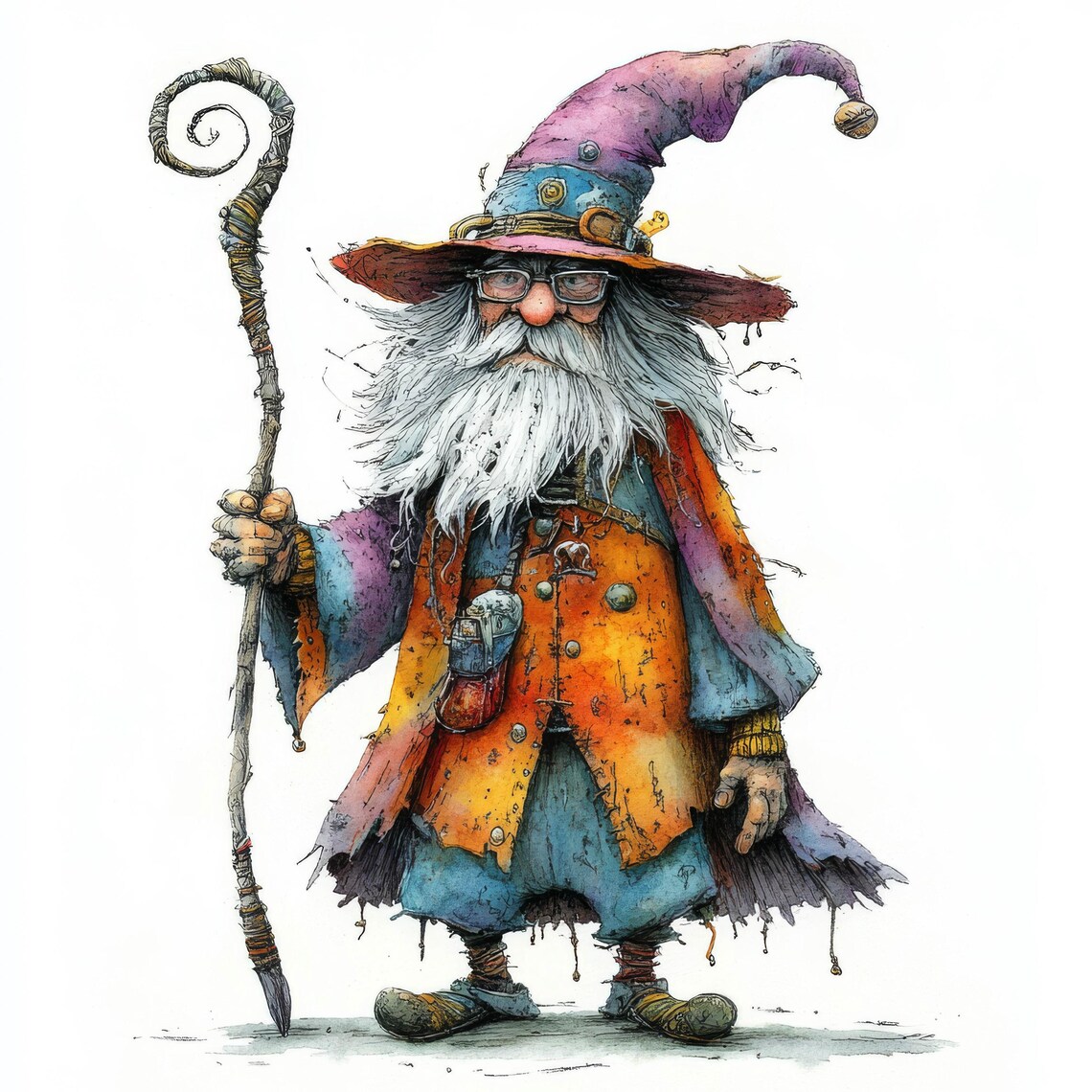 Frazzled Wizard Clip Art 12 High Res Watercolor Jpgs for Junk Journals ...