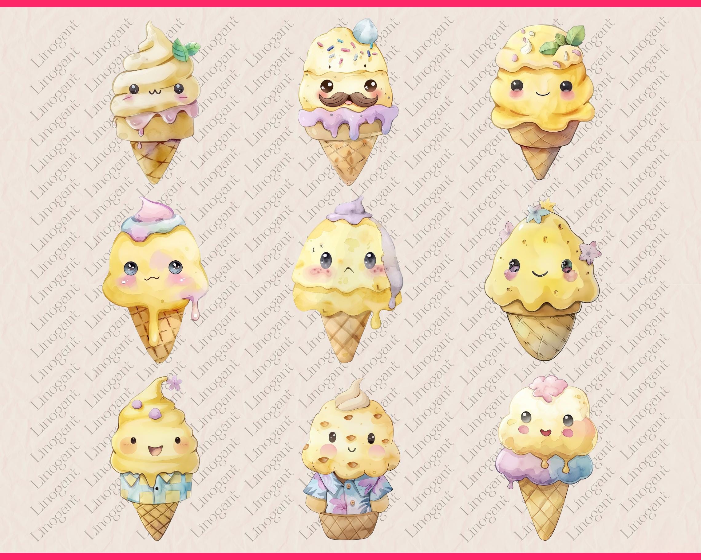 77 PNG Cute Ice Cream Clipart Watercolor Yellow Ice Cream Clipart With ...