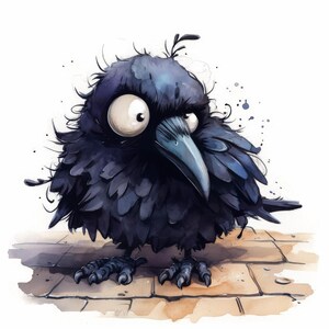 Grumpy Crow Clip Art 10 High Res Watercolor Jpgs Junk Journals ...