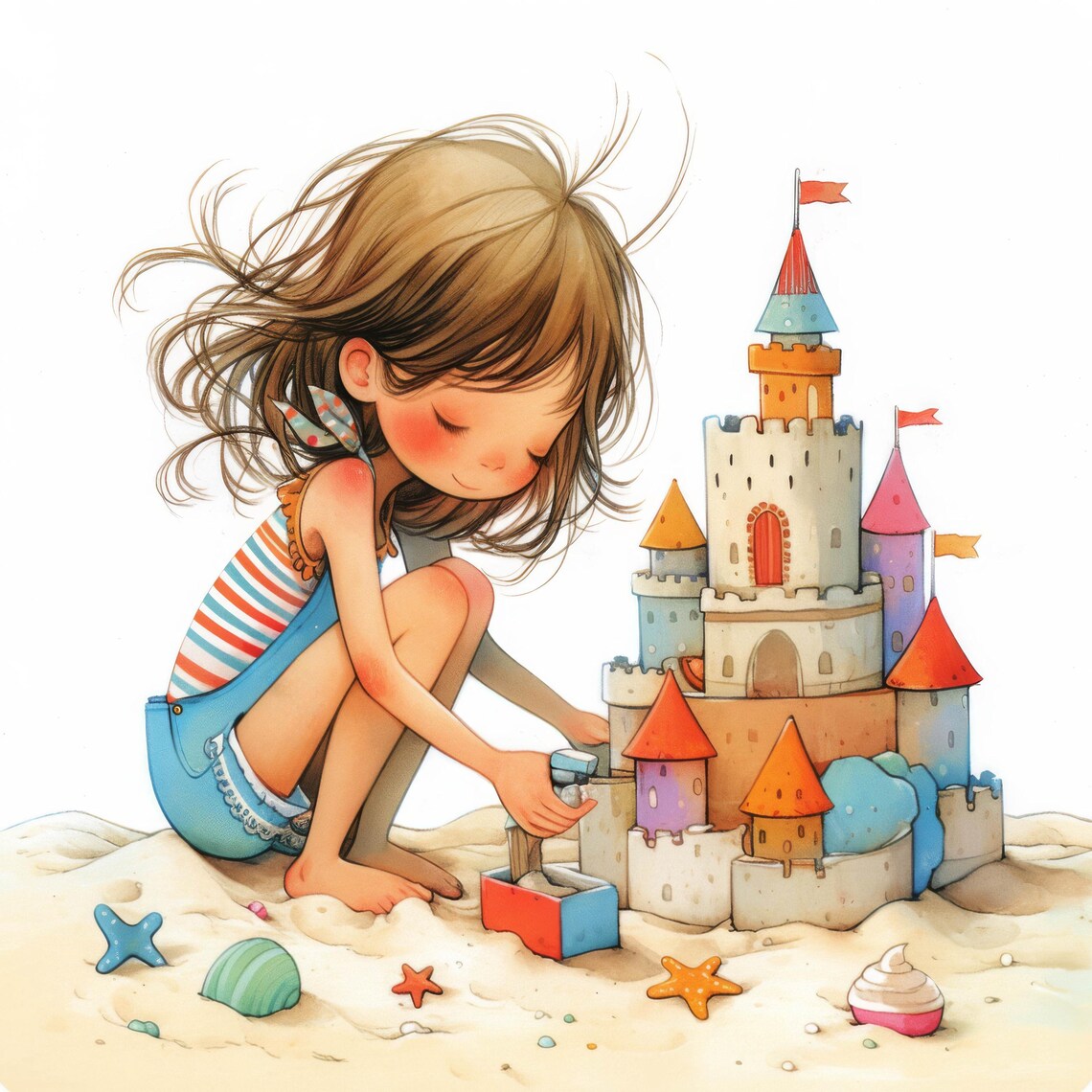Fantasy Shoreline Castle Clip Art 11 High Res Watercolor Jpgs Junk ...
