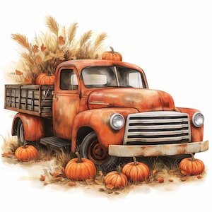 12 Vintage Trucks Pumpkins Clipart Bundle, Fall Harvest Design ...