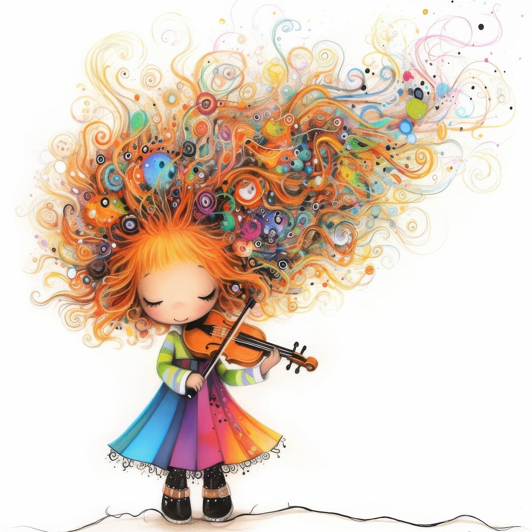 Quirky Violin Clip Art 10 High Res Watercolor Jpgs Junk Journaling ...