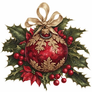 10 Christmas Clipart | Red Christmas Decoration Clipart | Printable ...