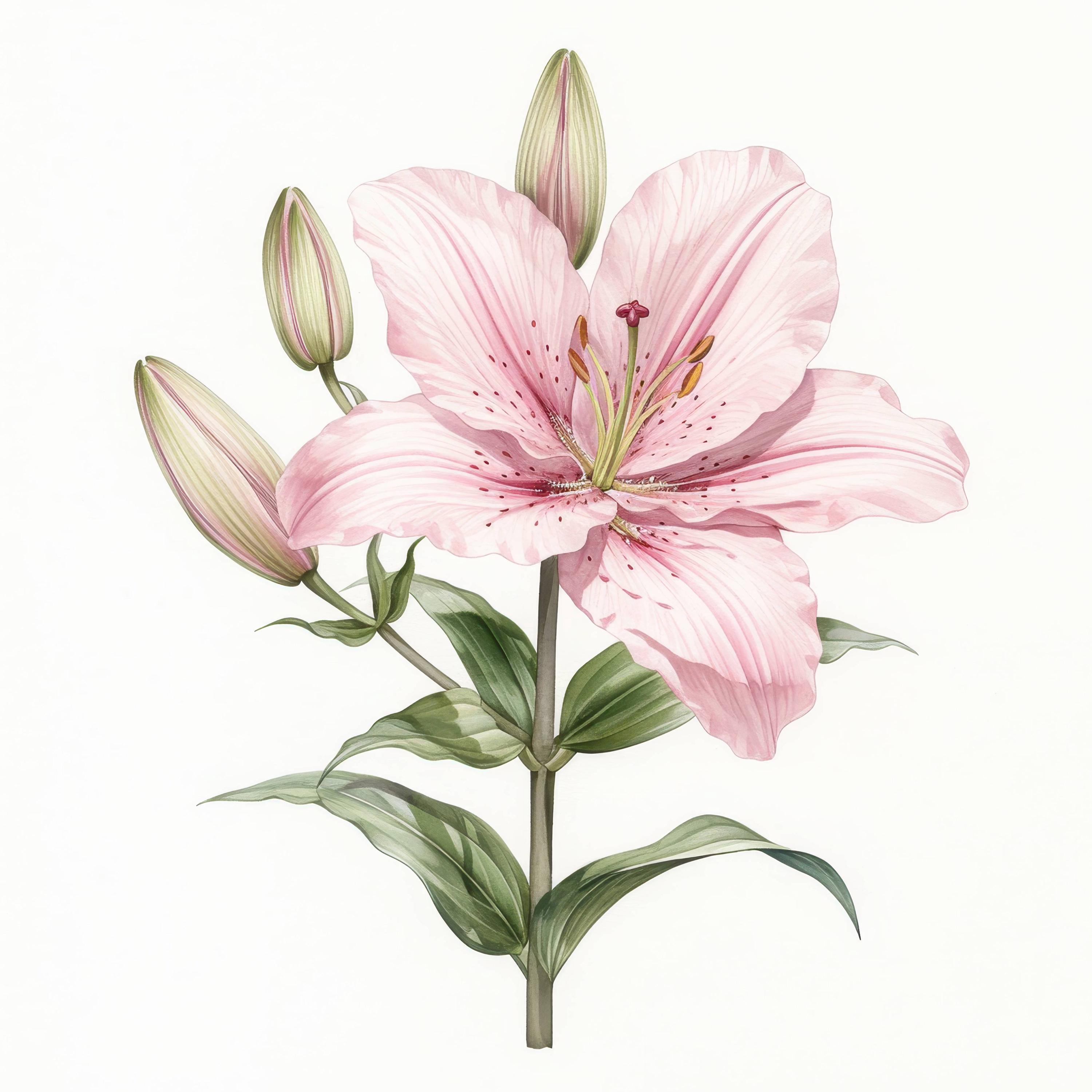 10 Pink Lily Clipart Bundle, Elegant Garden Flower, Printable ...