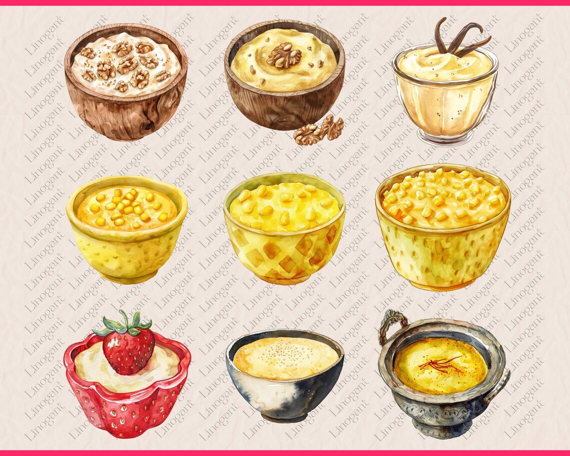 54 Custard Clipart | Sweet Illustrations | Printable Watercolor Food ...
