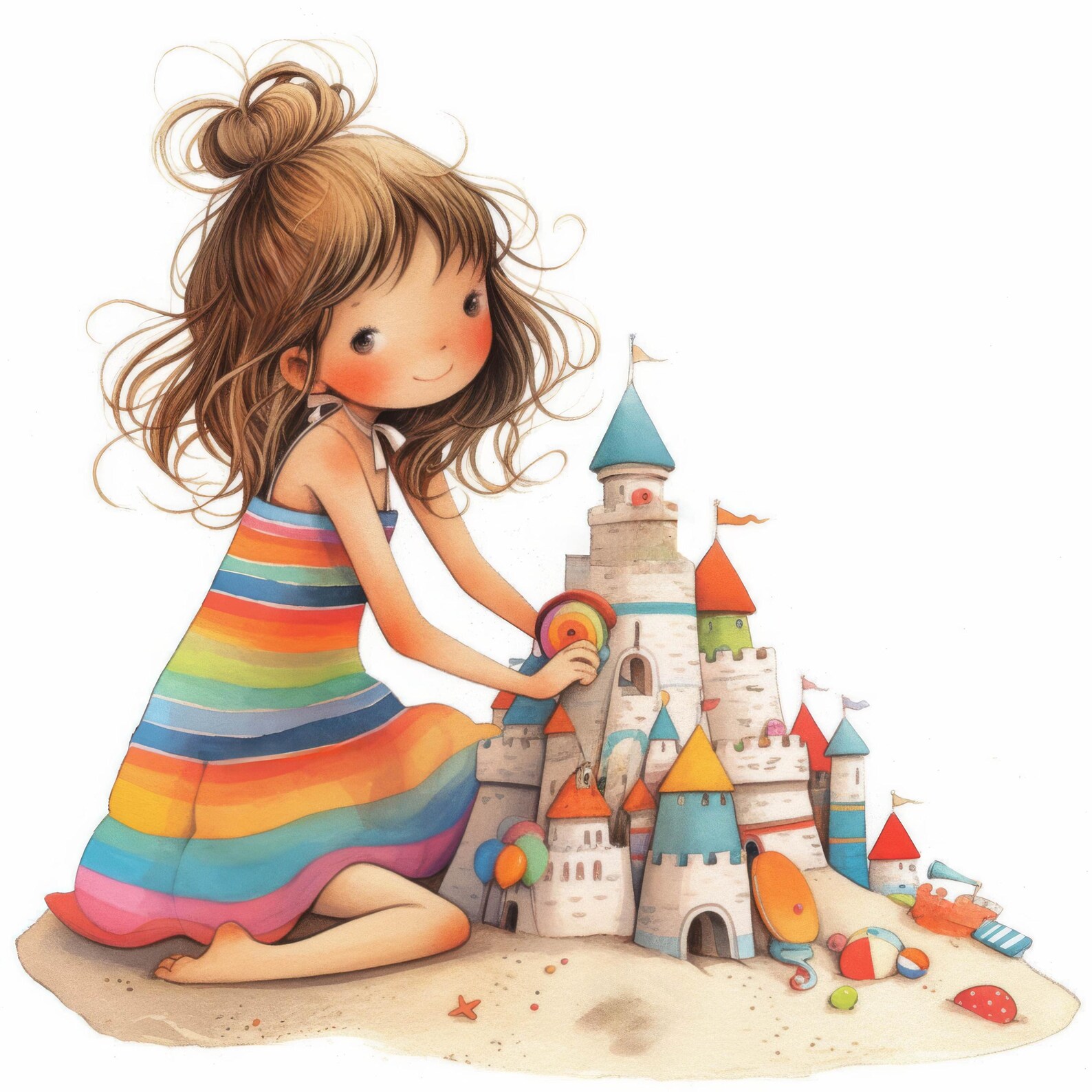 Fantasy Shoreline Castle Clip Art 11 High Res Watercolor Jpgs Junk ...