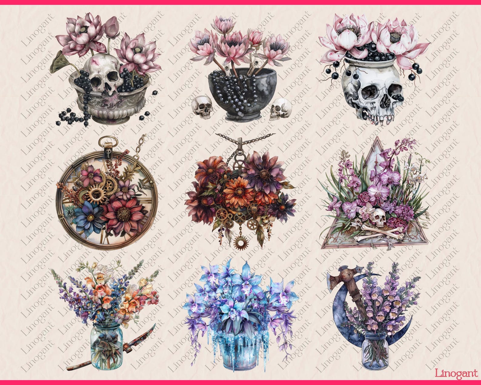 53 PNG Gothic Flower Bouquet Clipart, Floral Clipart With Dark Elements ...