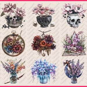 53 PNG Gothic Flower Bouquet Clipart, Floral Clipart With Dark Elements ...