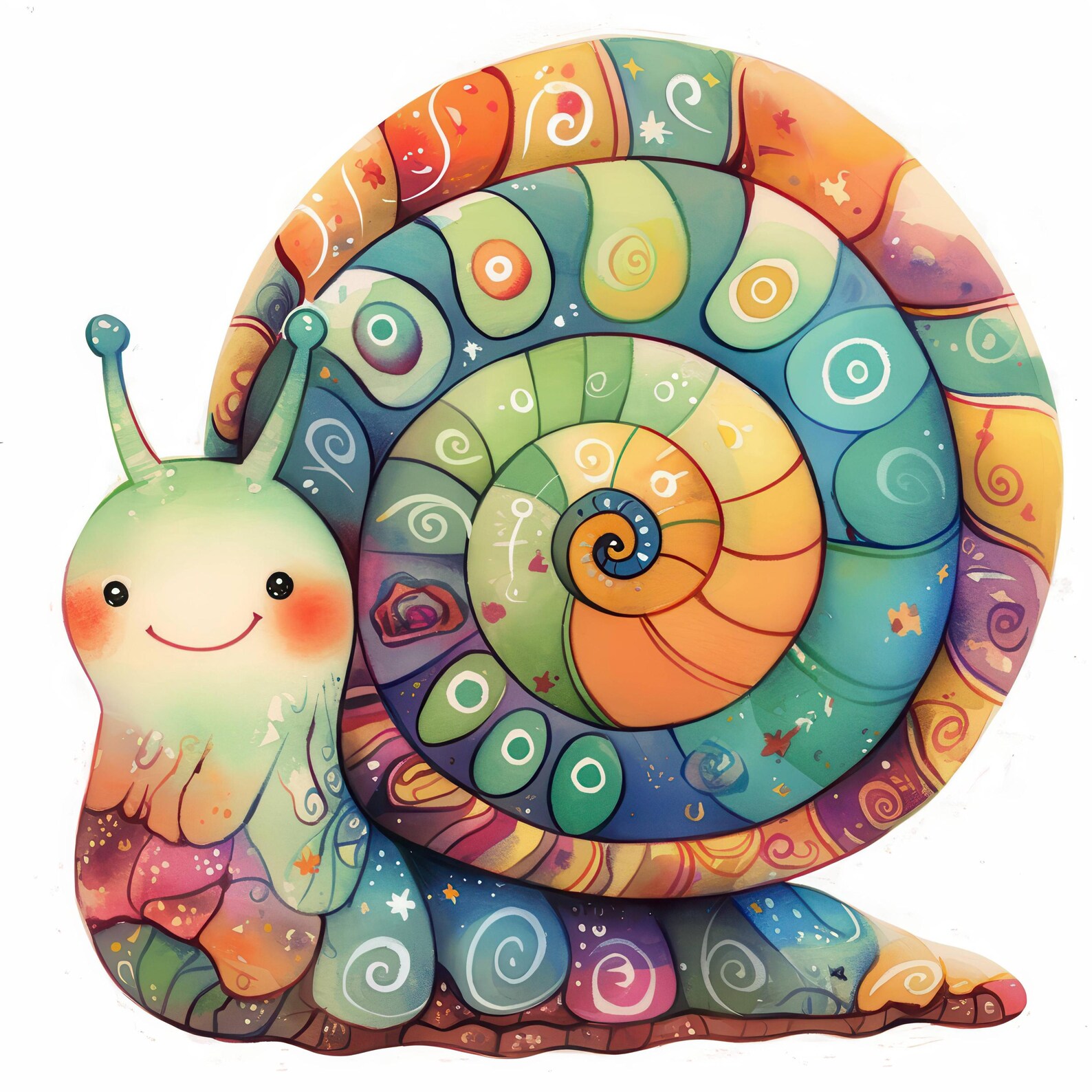 10 Happy Little Snail Clipart Bundle, Animal Illustration, Printable ...