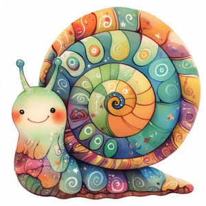 10 Happy Little Snail Clipart Bundle, Animal Illustration, Printable ...