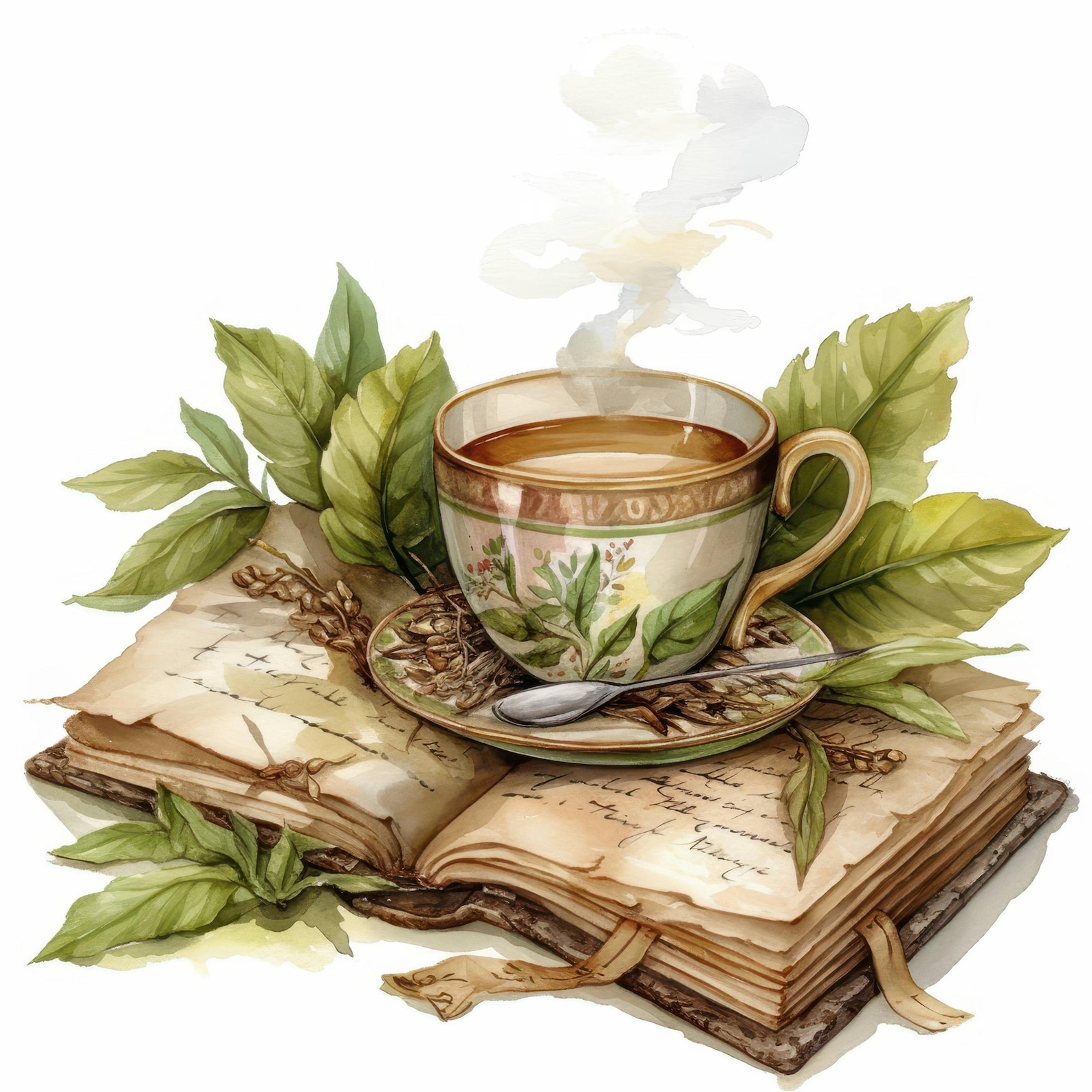 19 Tea and Book Clipart Bundle, Cozy Reading Beverage Illustration ...