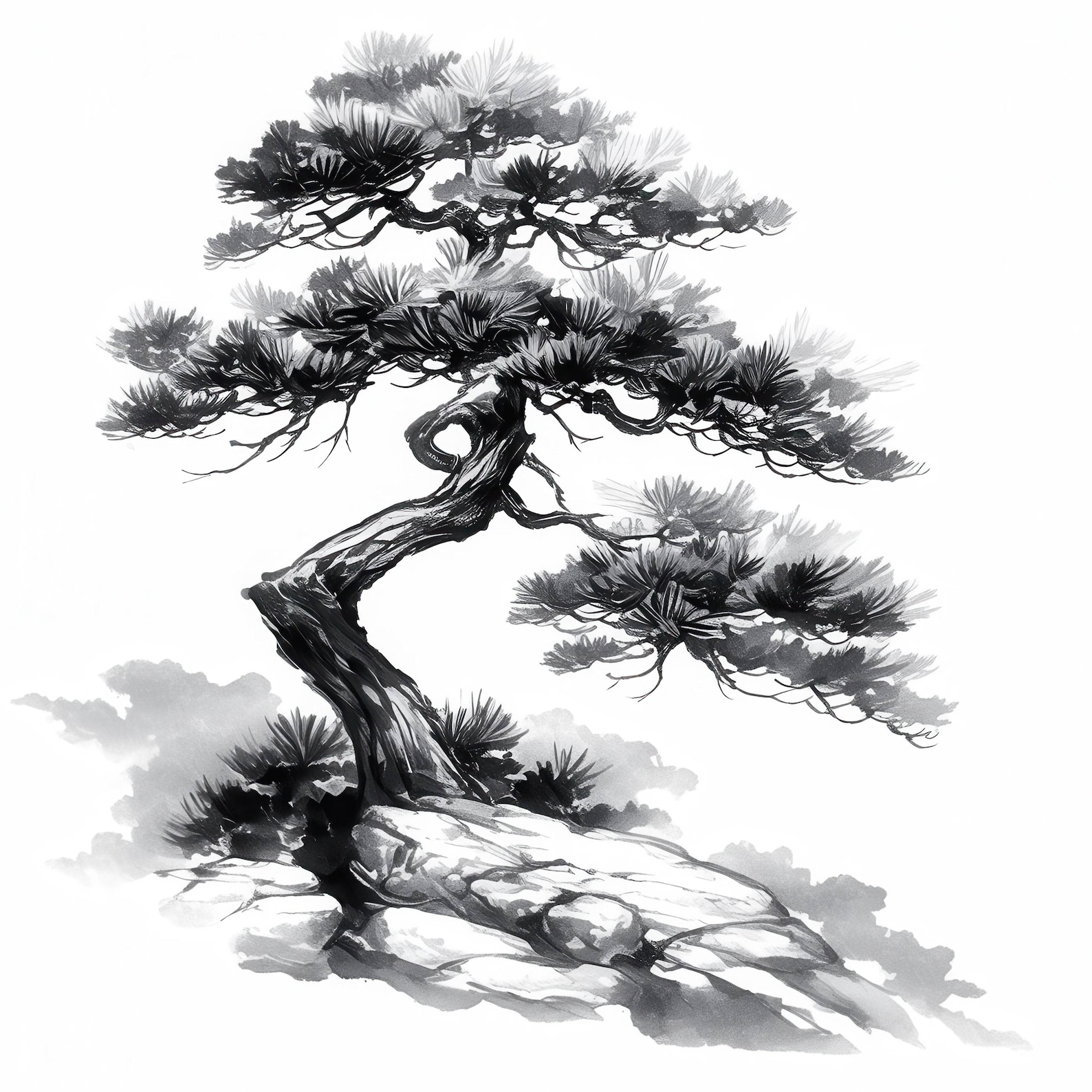 16 Black Ink Bamboo Clipart Bundle, Japanese Sumi Illustration ...