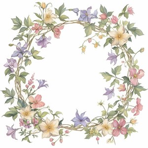 12 Pastel Wildflower Frame Clipart Bundle, Floral Illustration ...