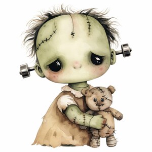 16 Cute Zombie Boy Clipart Bundle, Halloween Child Illustration ...