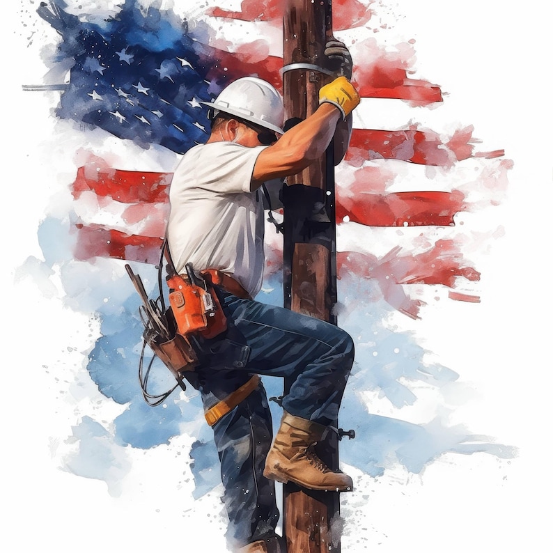 11 Lineman Clipart Bundle, Utility Worker Character Illustration ...