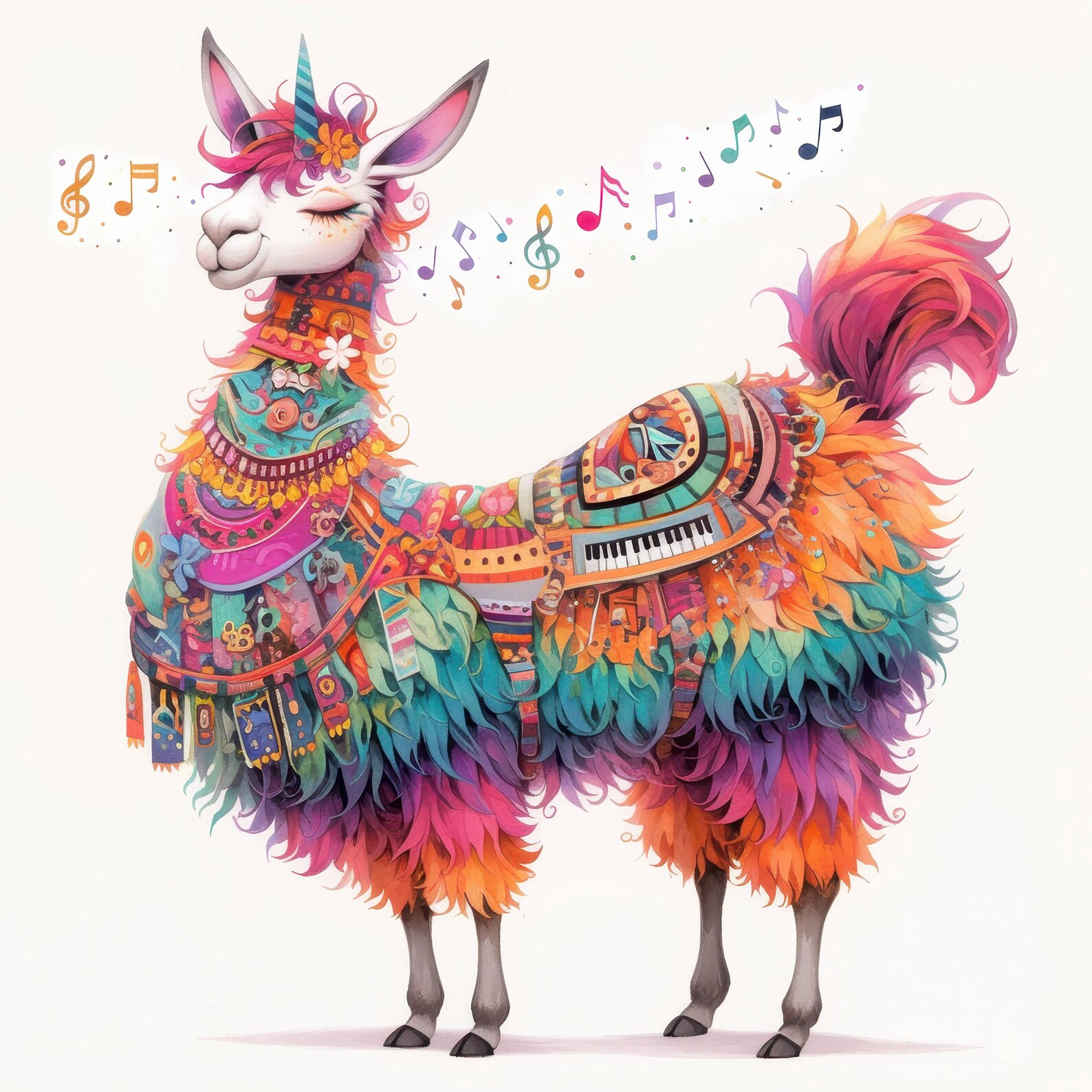 Quirky Festive Llama Clip Art 11 High Res Watercolor Jpgs Junk ...