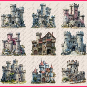 Watercolor Medieval Castle Clipart Bundle,middle Age Historical ...