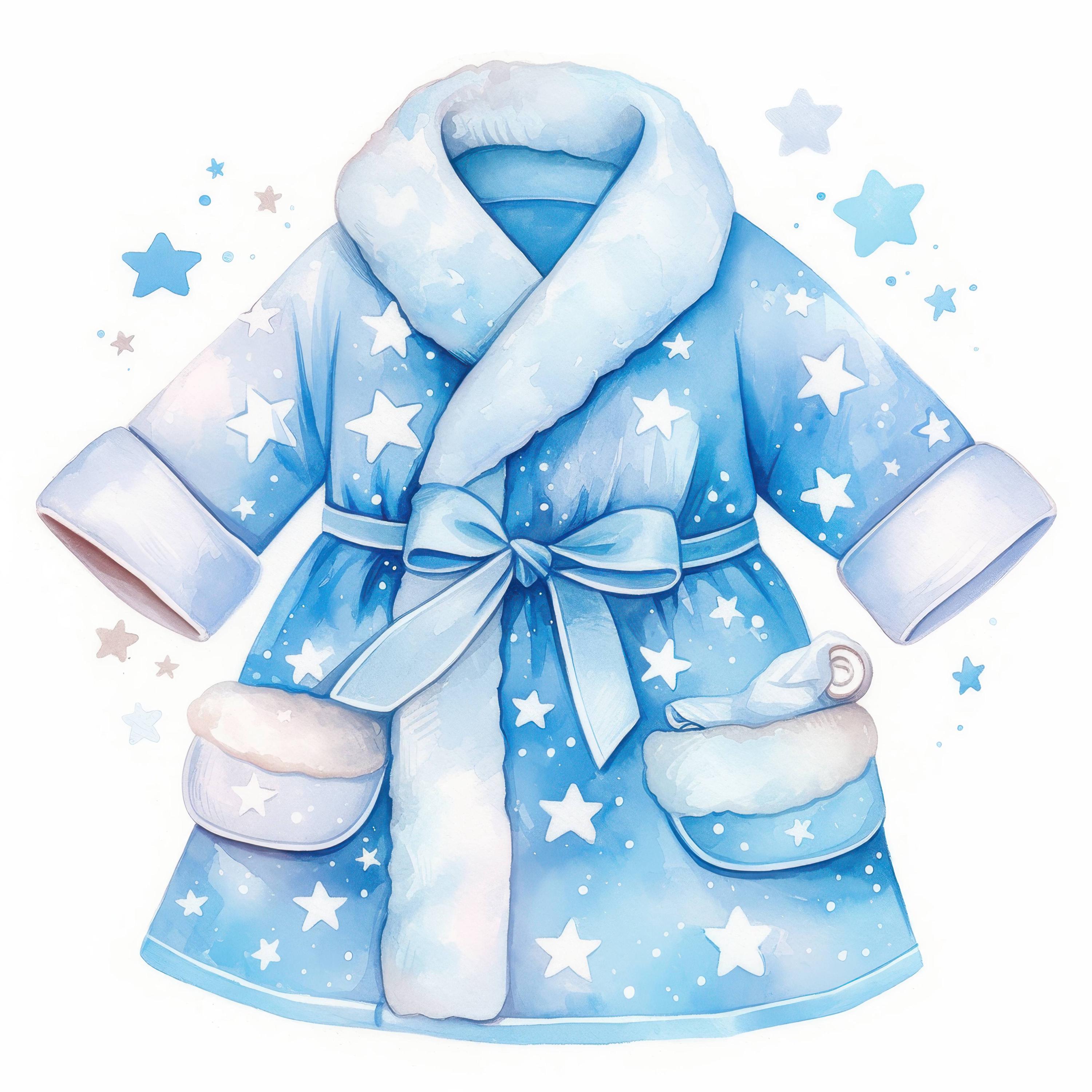 14 Baby Blue Bathrobe Clipart Bundle, Cute Baby Robe Illustration ...